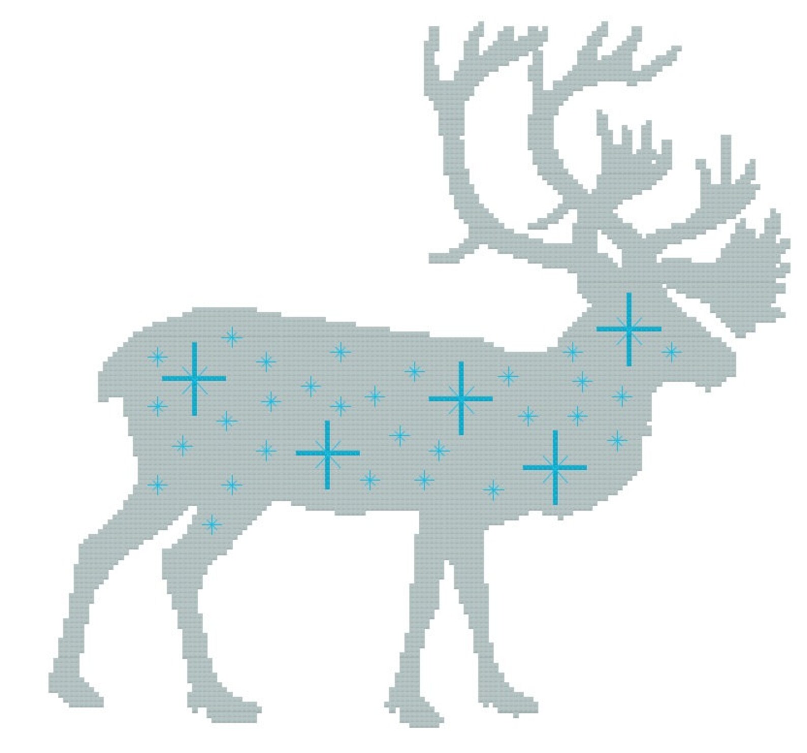 Caribou Cross Stitch Pattern Winter Themed Decor Digital | Etsy