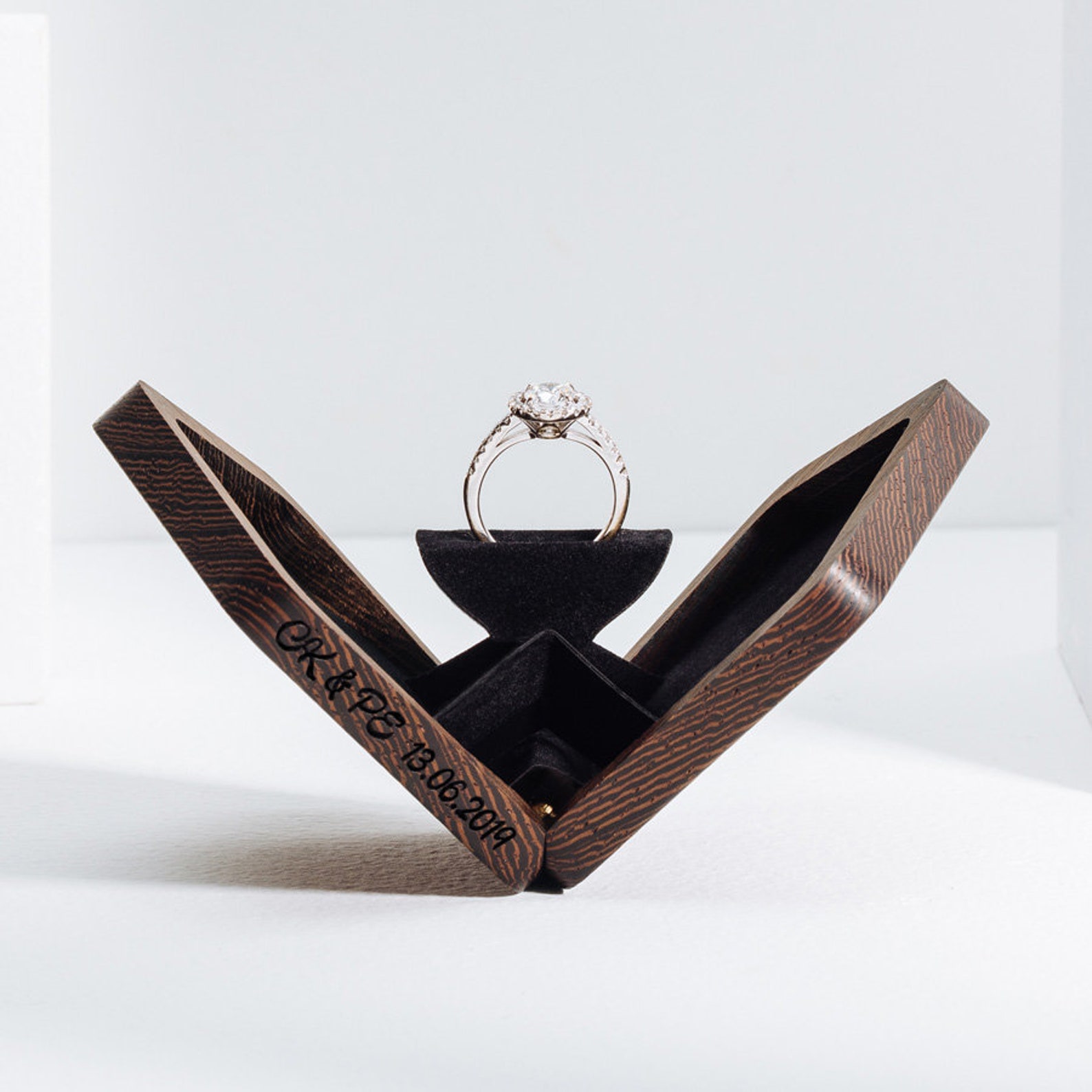 Thin Rotating Engagement Ring Box Ring Box Anniversary Gift | Etsy