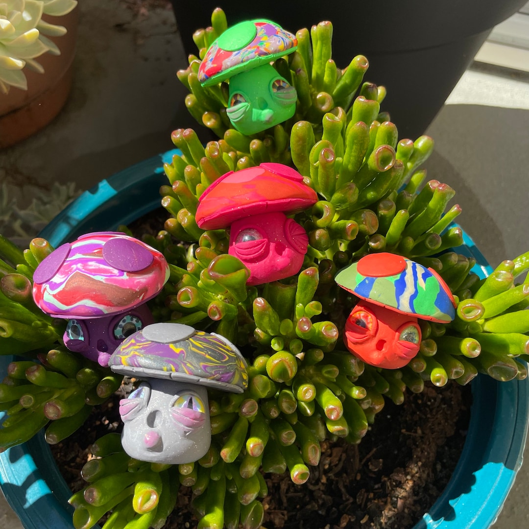 Bright Mushroom Pals, Mushroom Art, Cottage Core, Fairy Core, Polymer ...