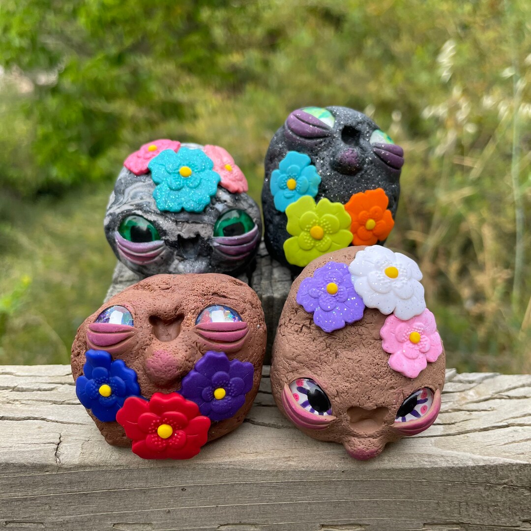 Rock Pals (flowers), Rock Friend, Orginal Sculpture, One of a Kind ...
