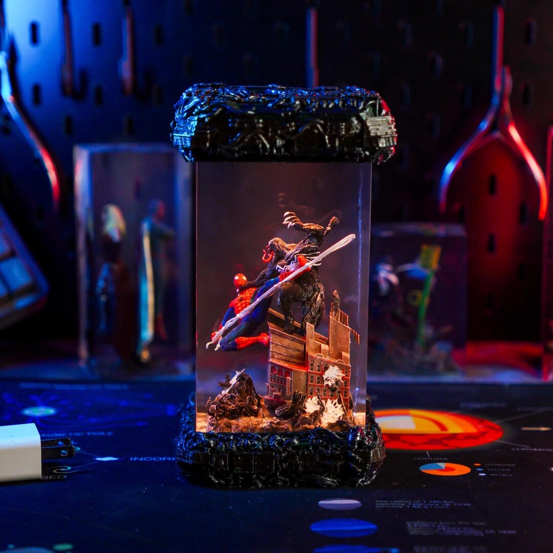 Spider-man Vs Venom Lamp – Anime Resin Night Light – Gift for Venom ...