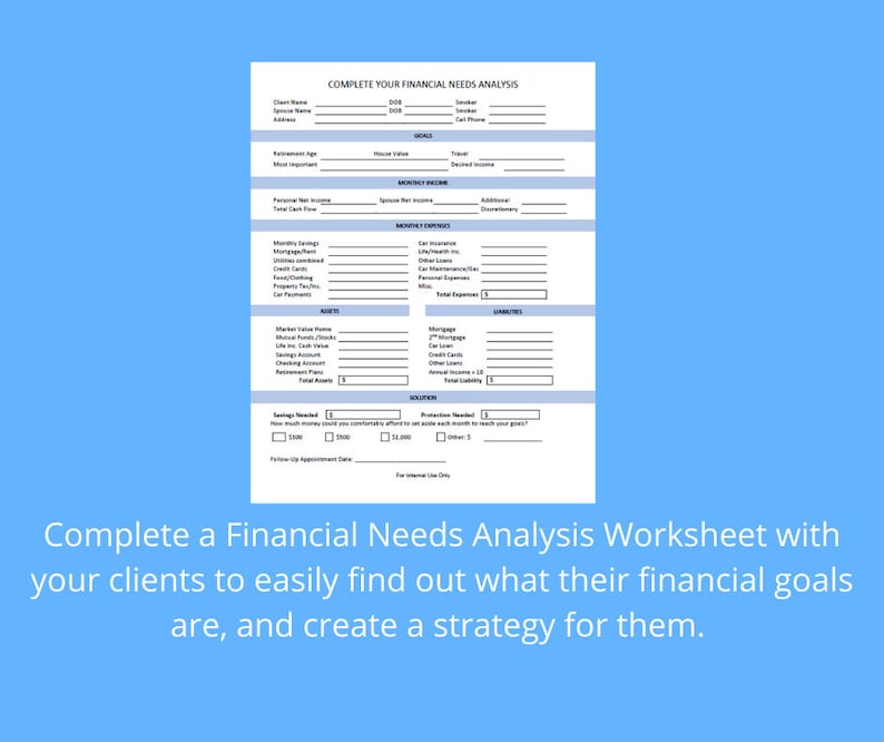 Life Insurance Agent Tools - Client Worksheet Kit - Etsy
