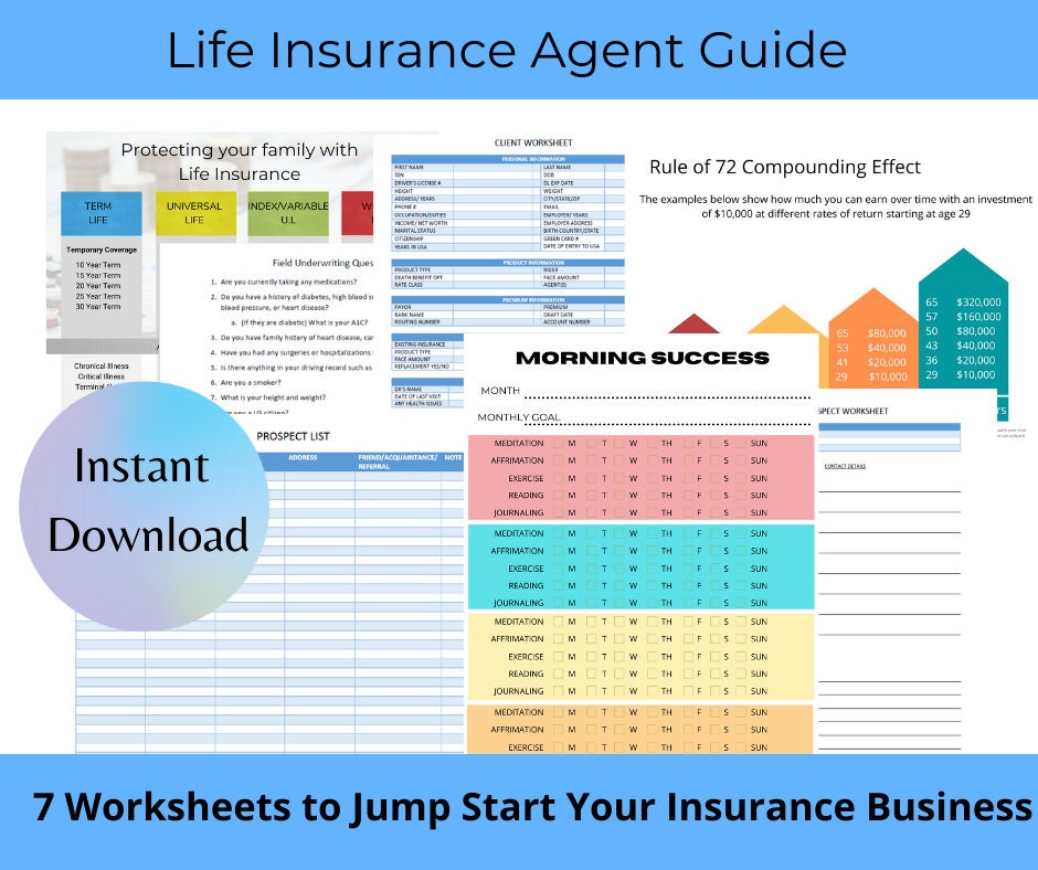 Life Insurance Agent Tools - Printable Goal Worksheets, Business Tools ...