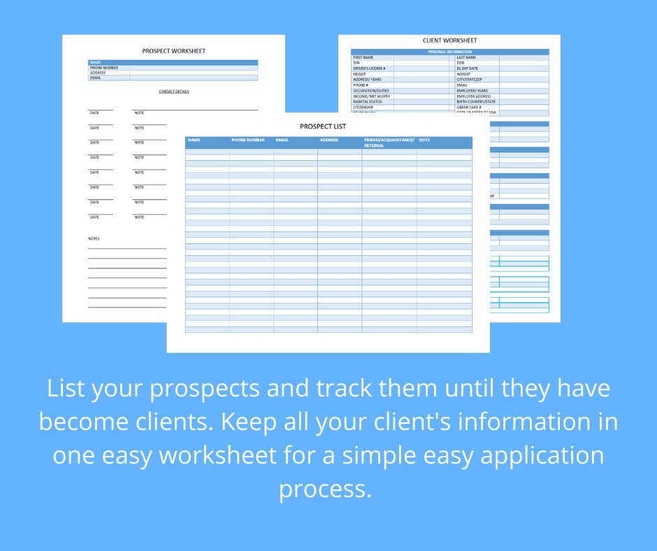 Life Insurance Agent Tools - Printable Goal Worksheets, Business Tools ...