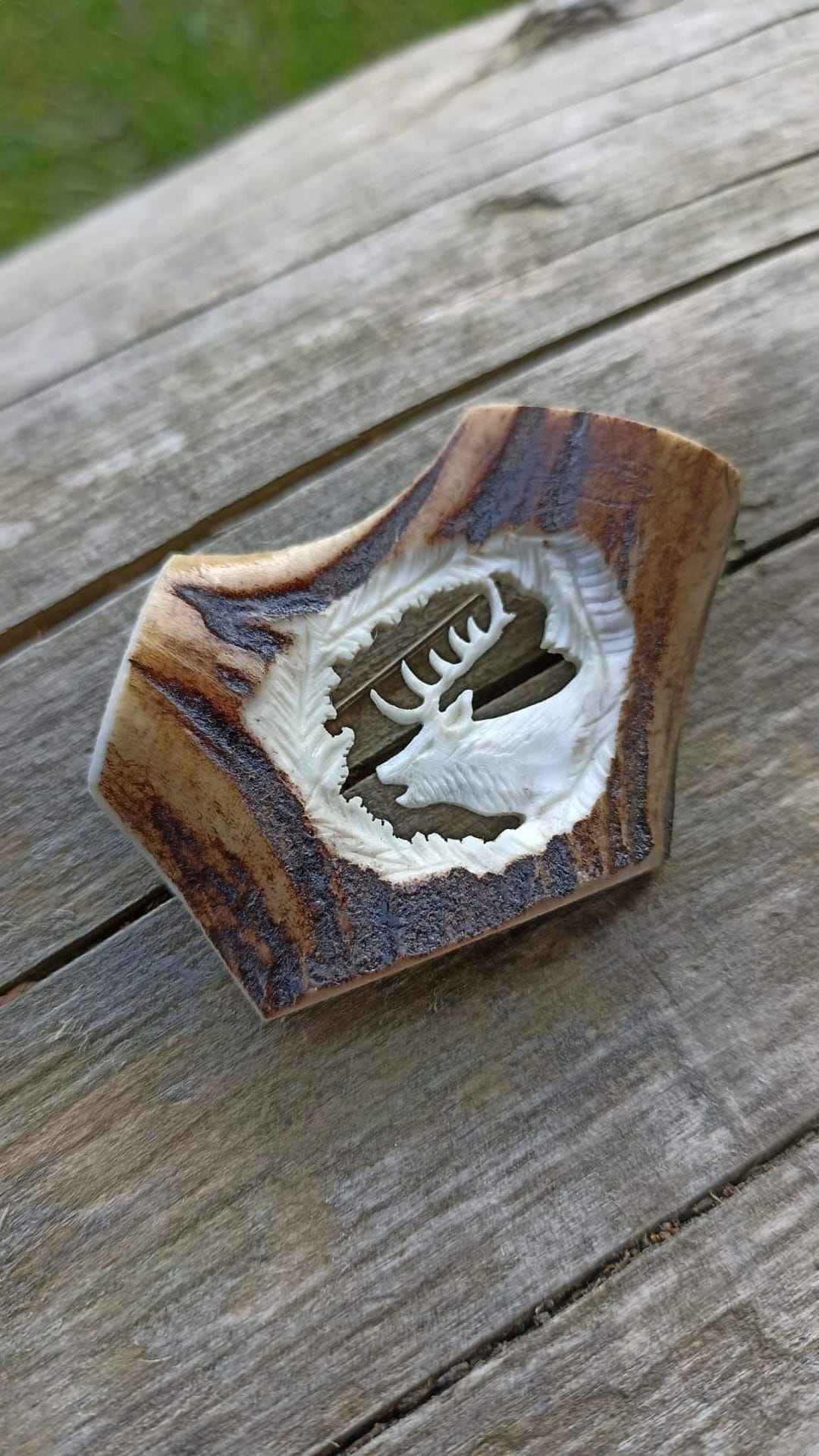 Father's Day Gift - A Hand-carved Antler Brooch With a Motif of En Elk ...