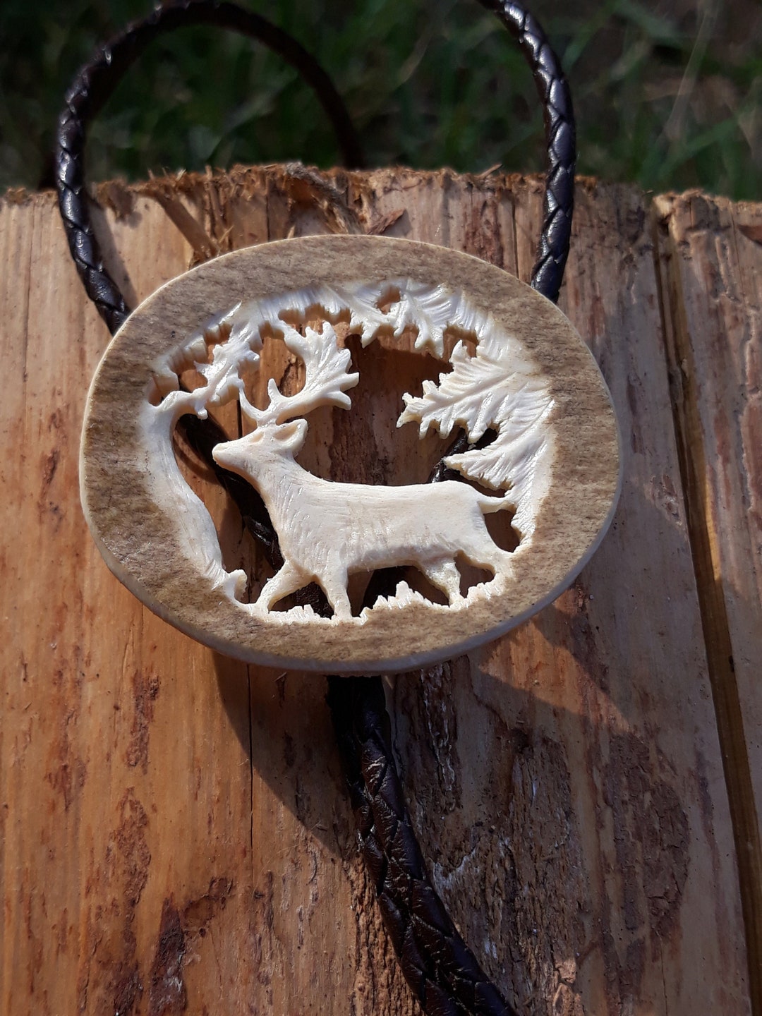 Father's Day Gift - a Hand-carved Antler Bolo Tie With a Motif of a ...