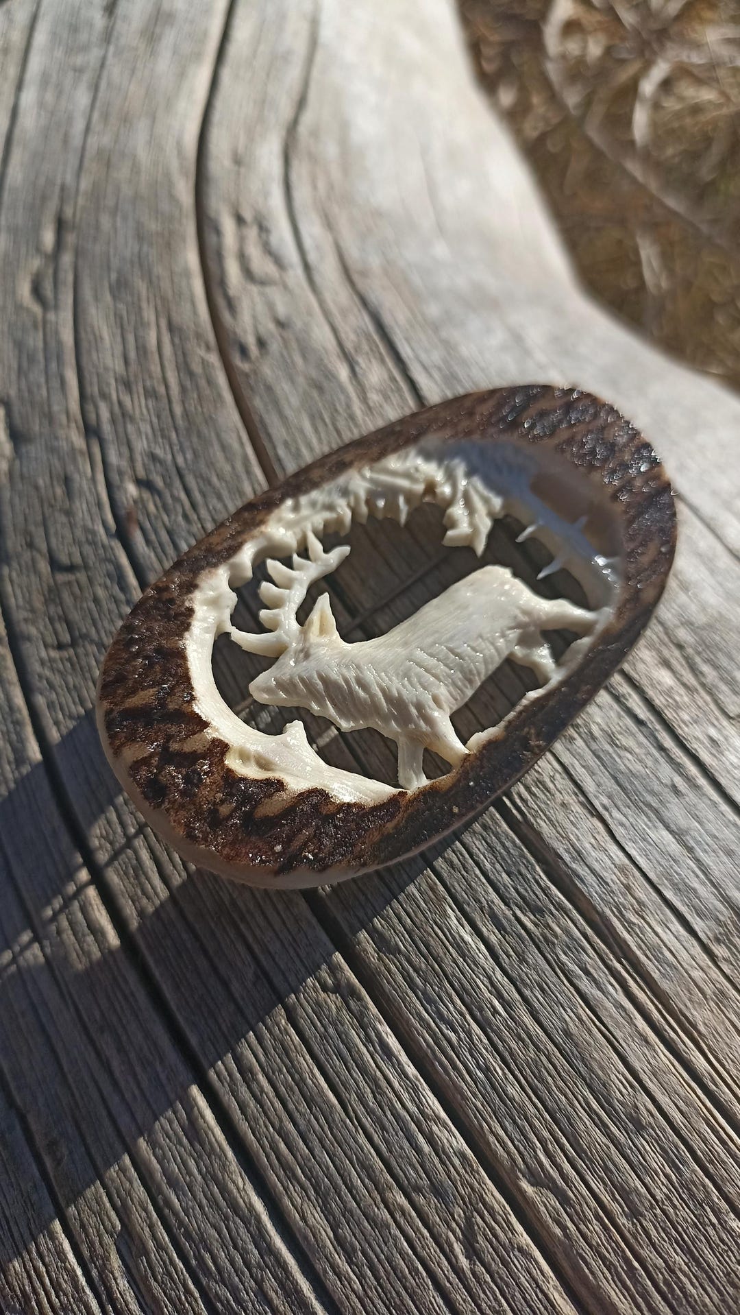 A Hand-carved Antler Brooch With a Motif of a an Elk - Antler Carving ...