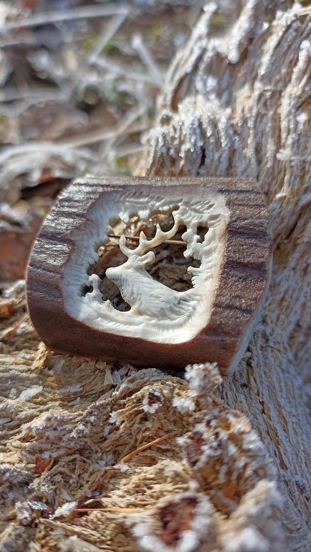 A Hand-carved Antler Brooch With a Motif of a Deer/elk - Etsy