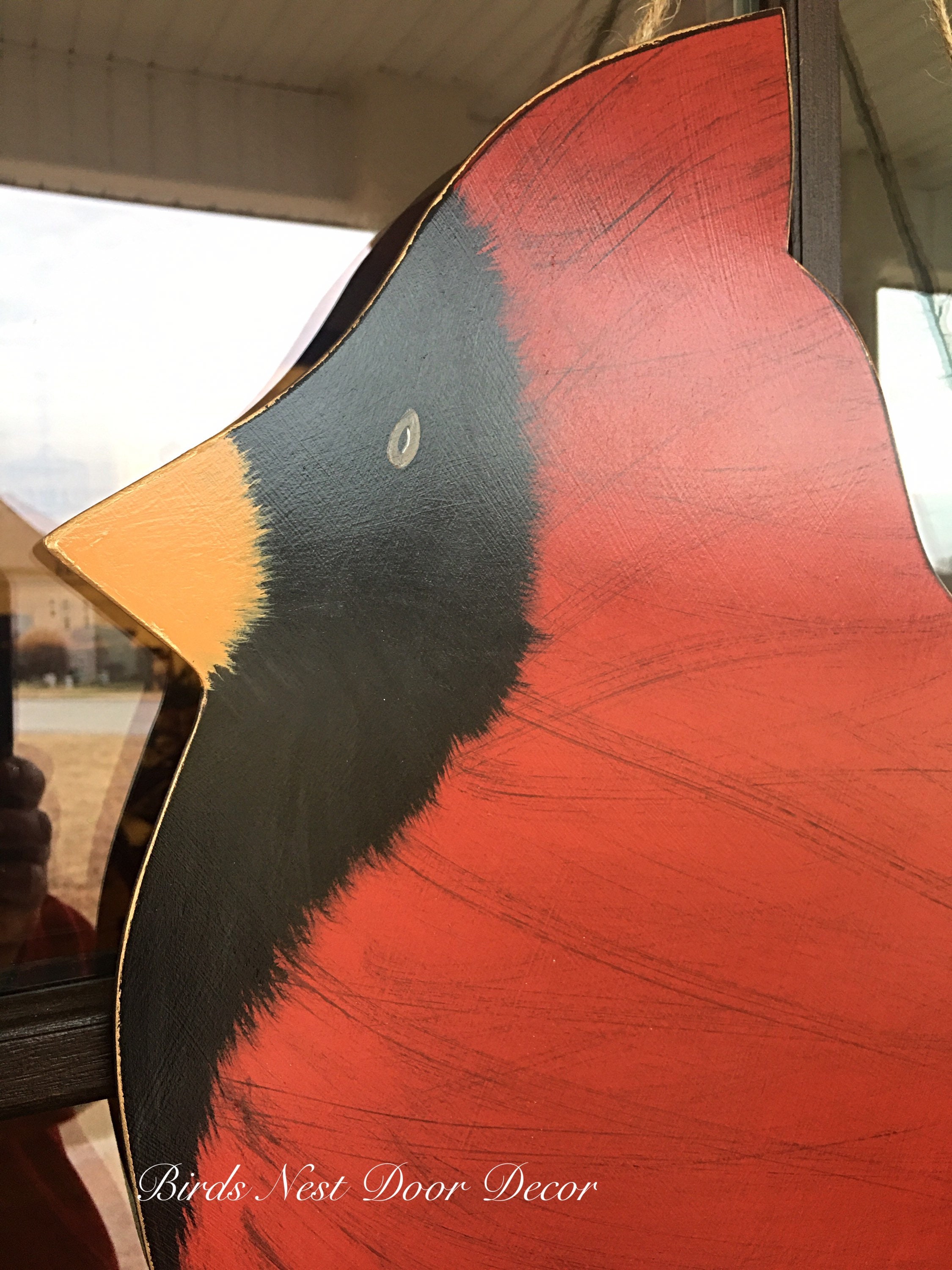 Red Cardinal Door/hanger Winter Door Hanger/bird Door Hanger/hand ...