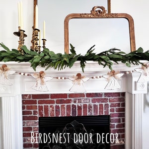 Angel Wooden Garland Buntings With Beads, Farmhouse Christmas Decor ...