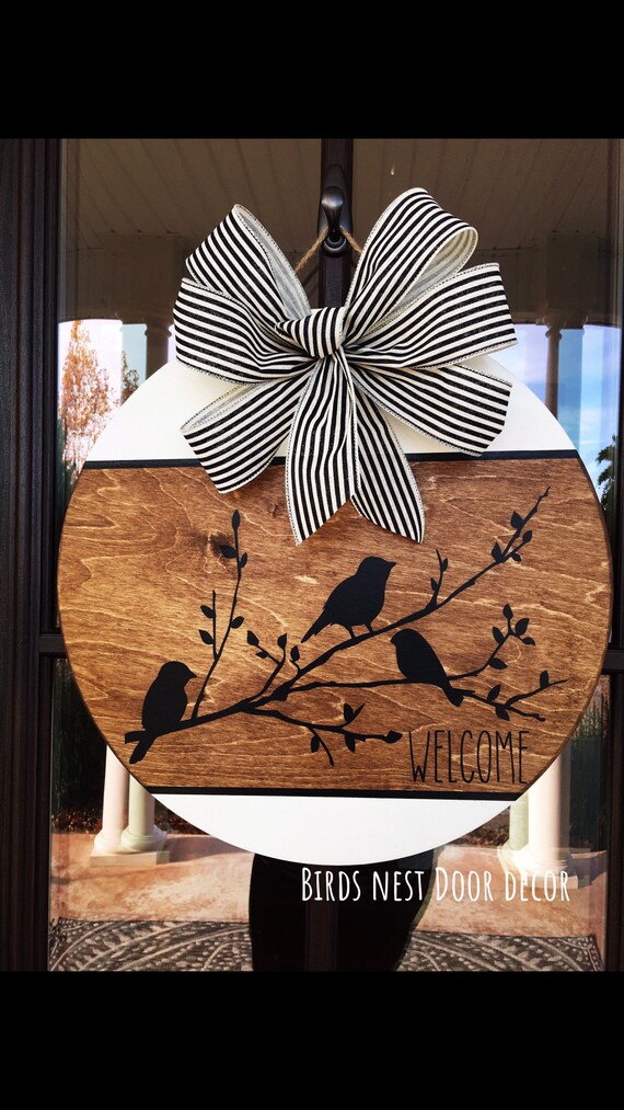 Farmhouse Birds on Branch Any Season Door Welcome Door Hanger | Etsy