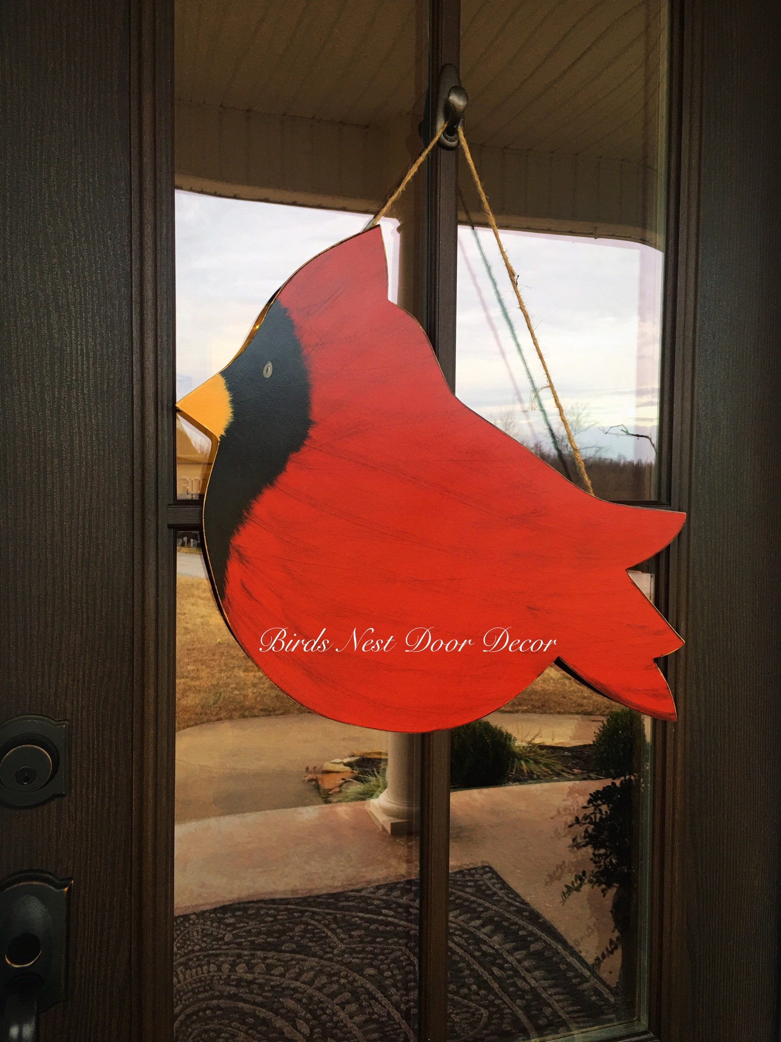 Red Cardinal Door/hanger Winter Door Hanger/bird Door Hanger/hand ...