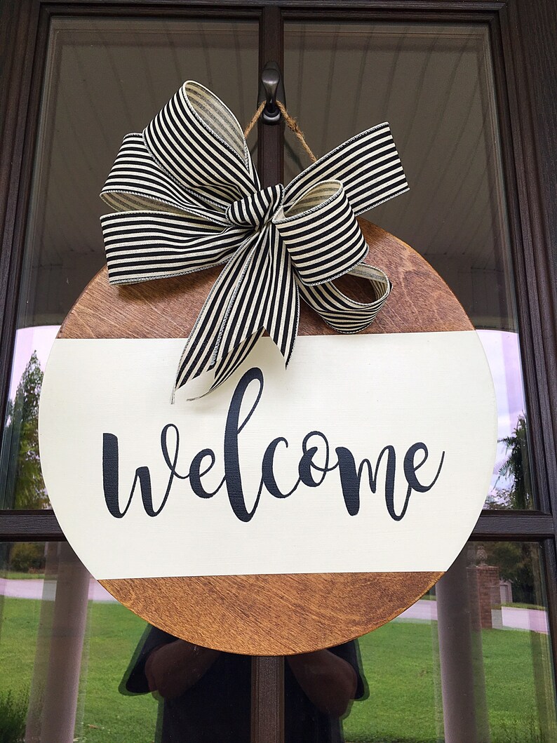 Welcome Door Hanger Farmhouse Door Hanger Front Door - Etsy