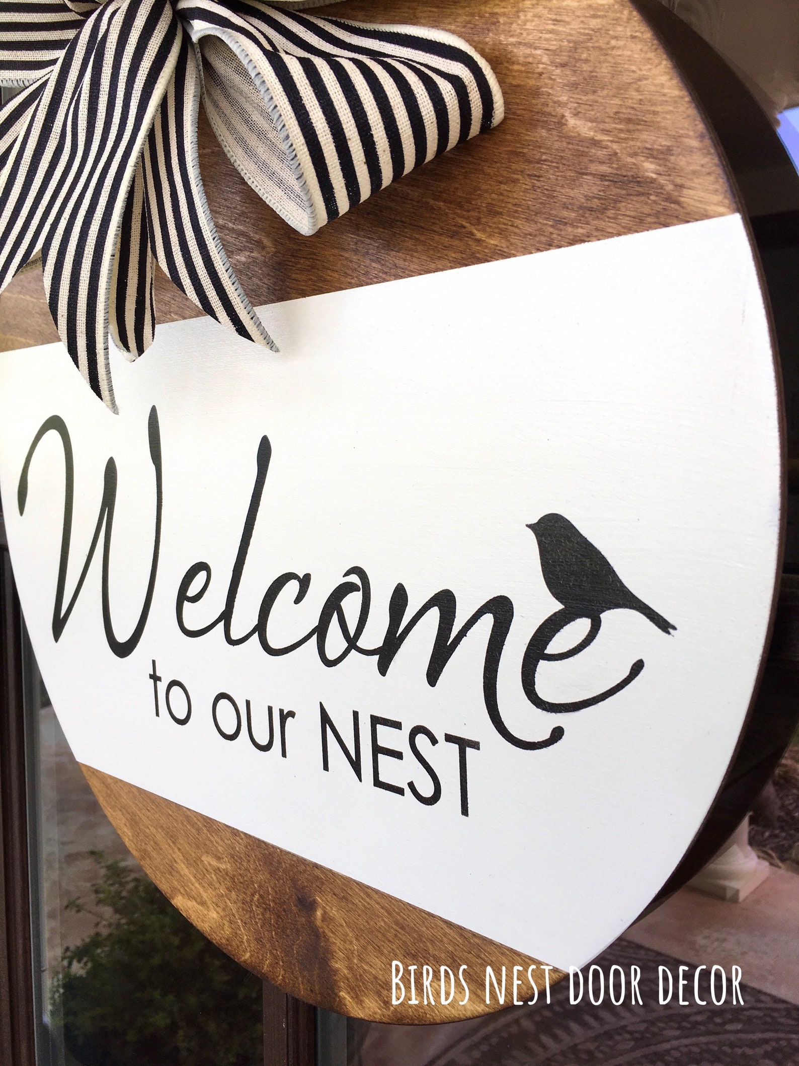 Welcome to Our Nest Farmhouse Door Hanger Round Welcome Sign | Etsy