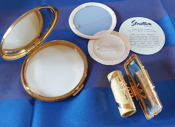 Boxed Stratton Powder Compact with Matching Lipstick … - Gem