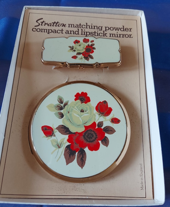 Boxed Stratton Powder Compact with Matching Lipstick … - Gem