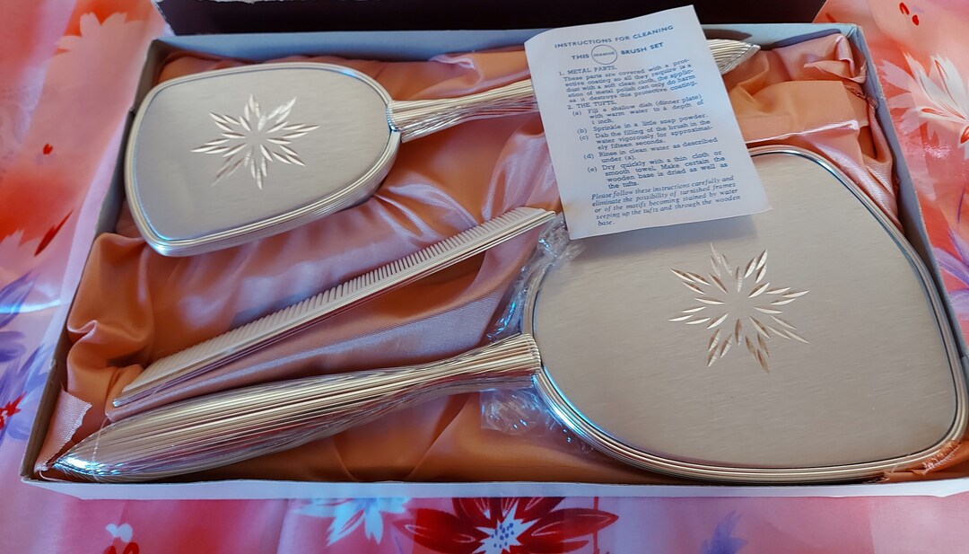 Vintage Boxed Silver Tone Mascot Dressing Table Set Starburst Design - Etsy