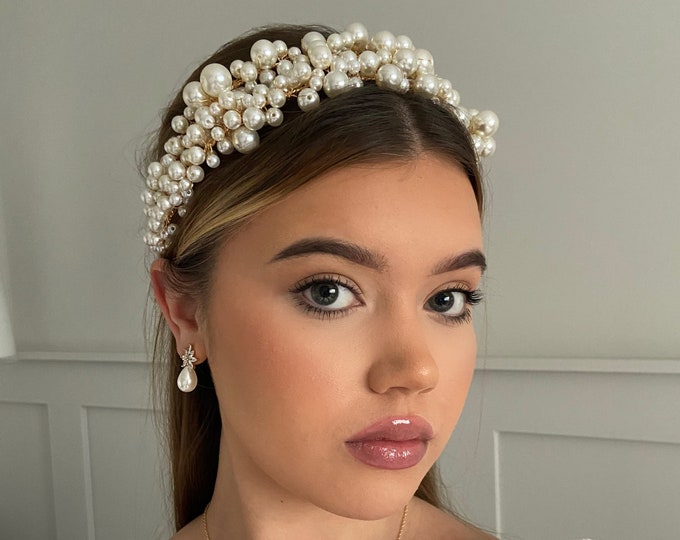 Kora ~ Pearl Wedding Headband, Bridal Headband, Pearl Crown Headband ...