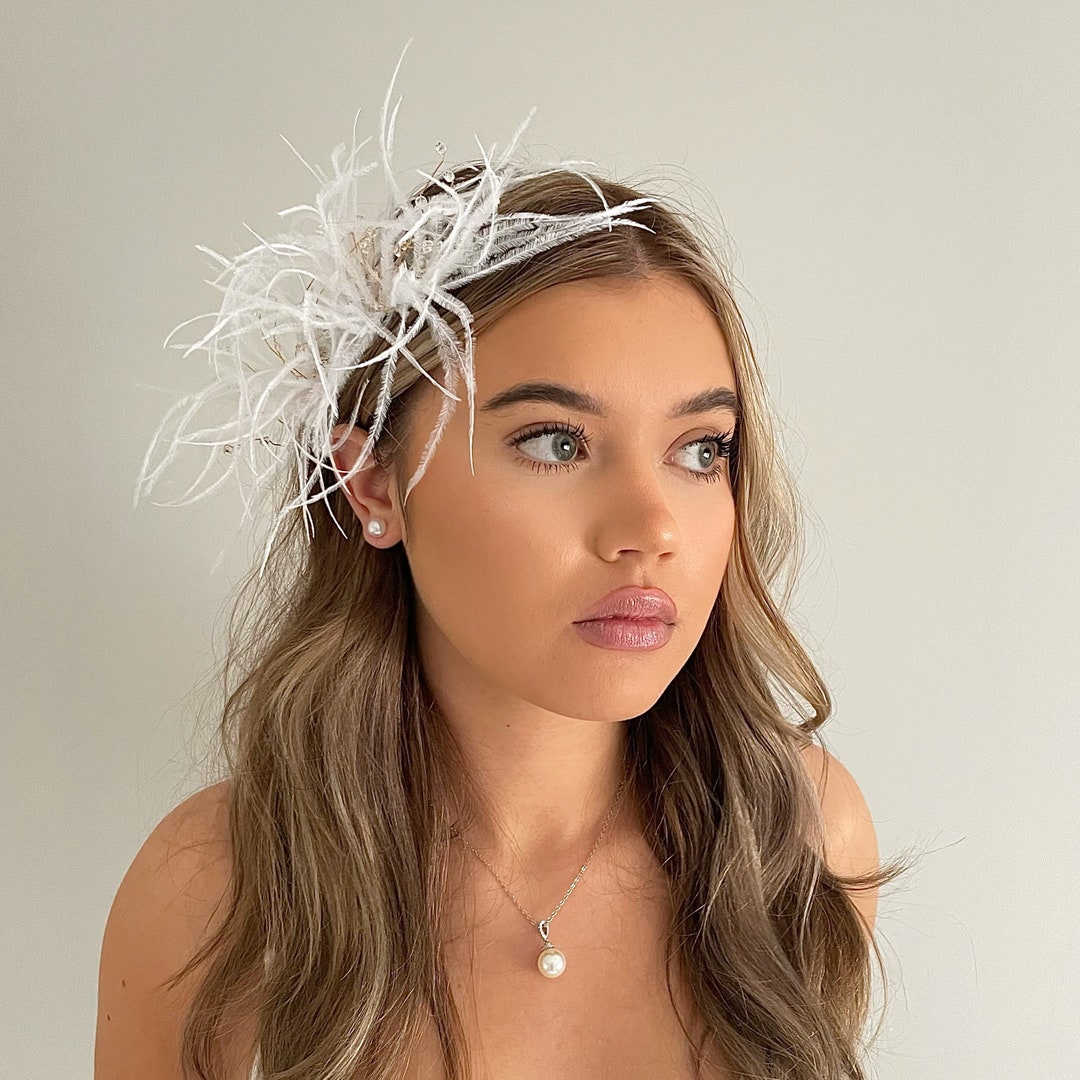 Azaylia ~ Wedding Hair Piece, Feather Hair Piece, Feather Headband ...