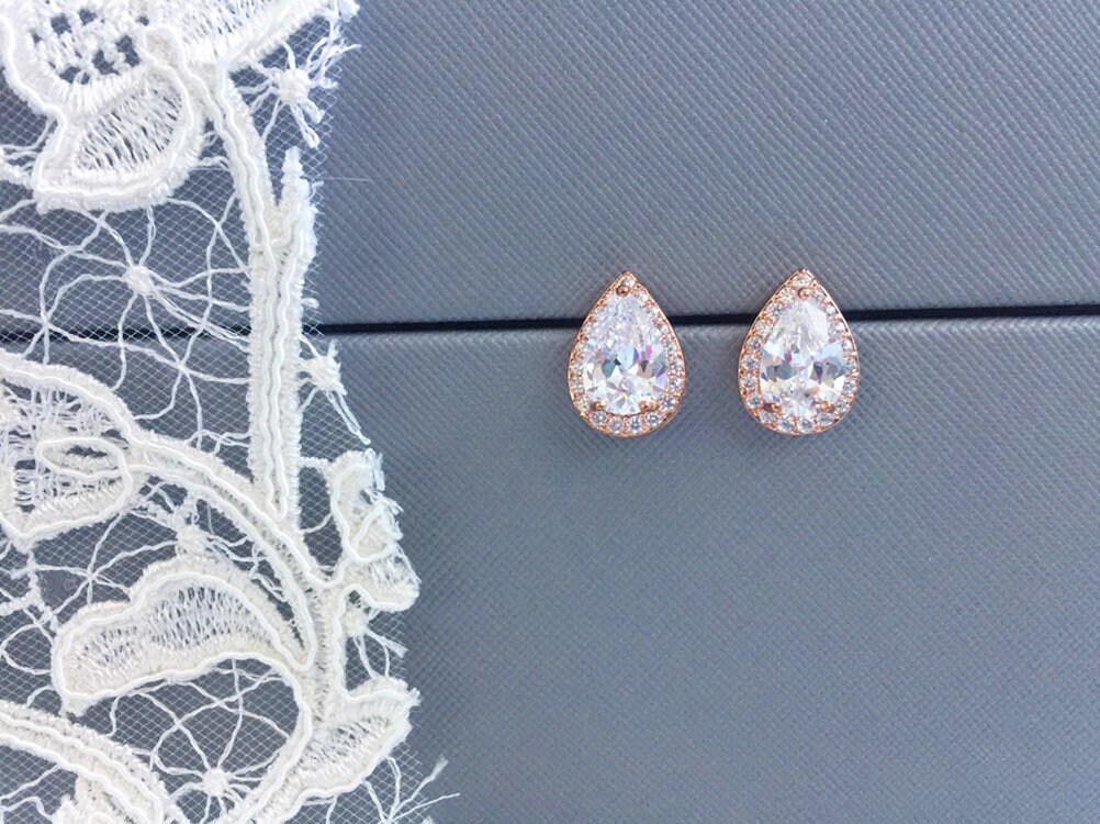 Morgan Rose gold earrings teardrop earrings bridesmaid | Etsy