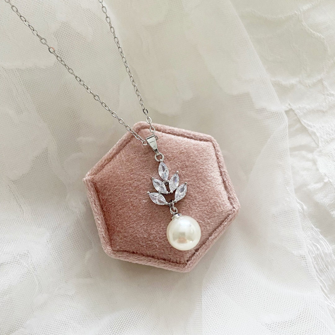 Mia ~ Collier de perles, collier en argent pour mariée, bijoux de ...