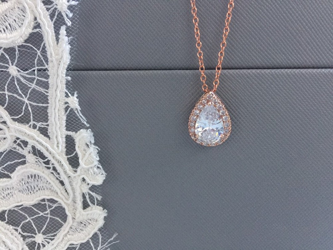 Morgan ~ Rose Gold Wedding Necklace, Wedding Necklace for Bride, Rose ...