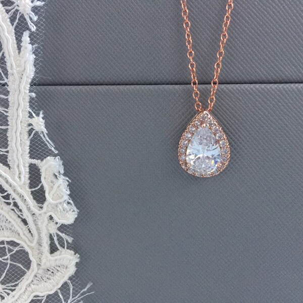 Rose Gold Wedding Necklace - Etsy UK