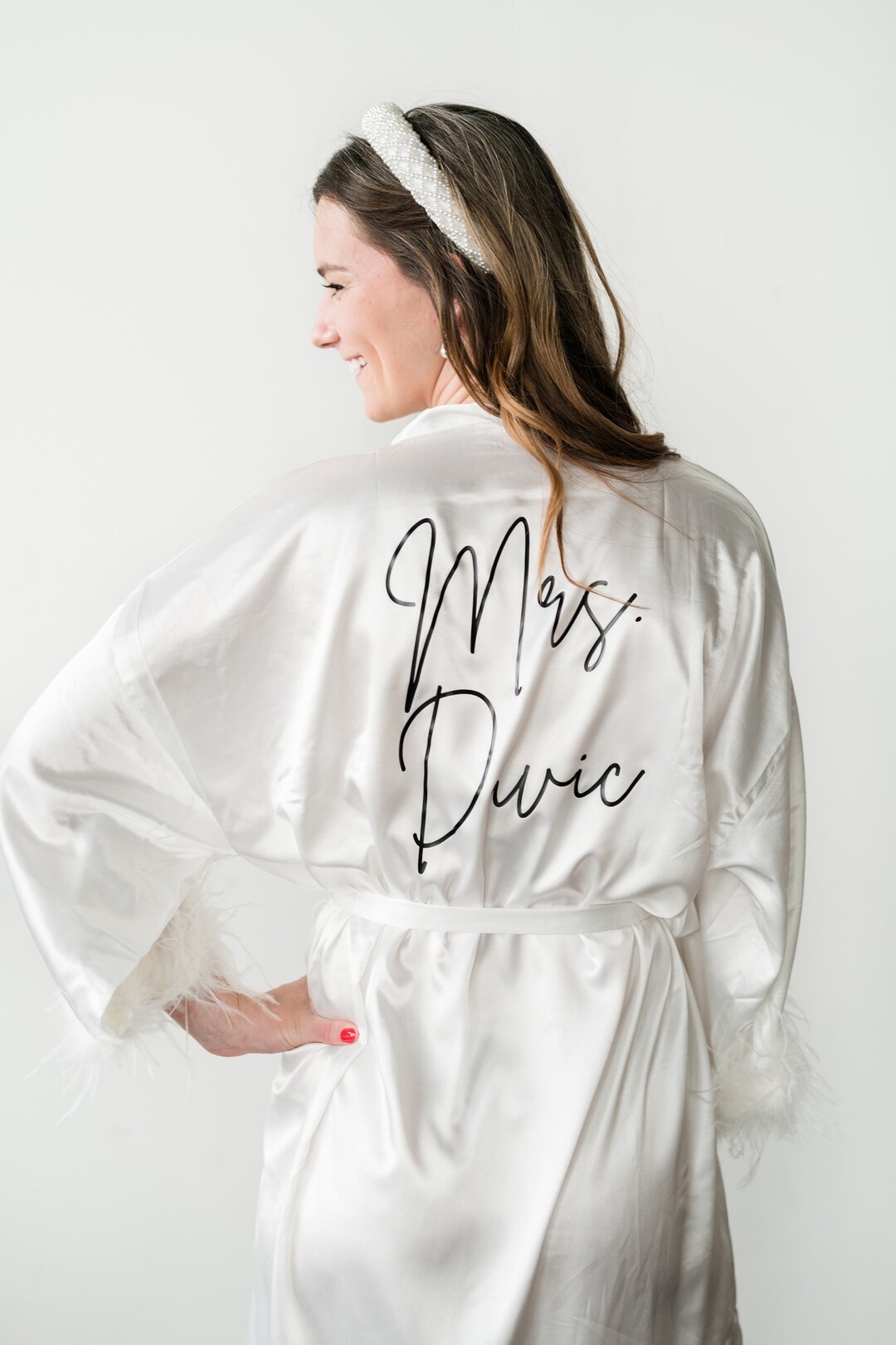 Personalized Ostrich Robe | Mrs. Ostrich Robe | Mrs. Feather Robe ...