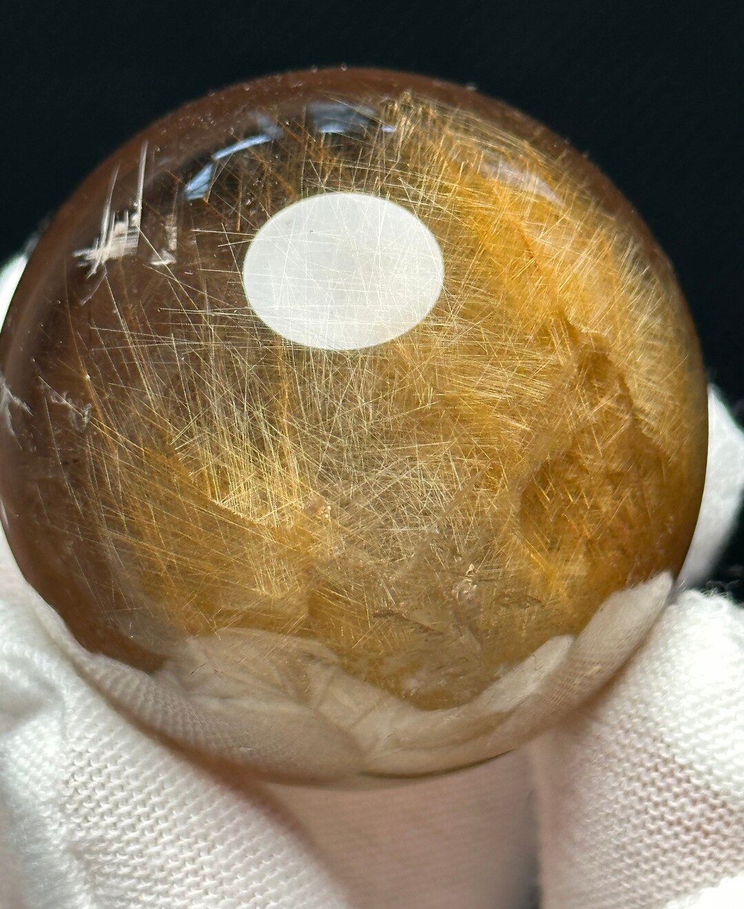 1.46 Rare Golden Rutile Quartz Crystal Sphere/ Rutilated Golden Threads ...