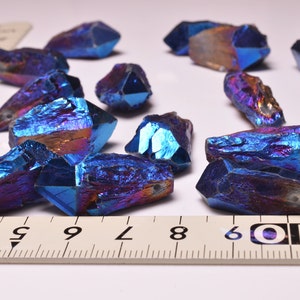 Blue Titanium Plated Quartz Points/natural Solar Quartz/narutal Crystal ...