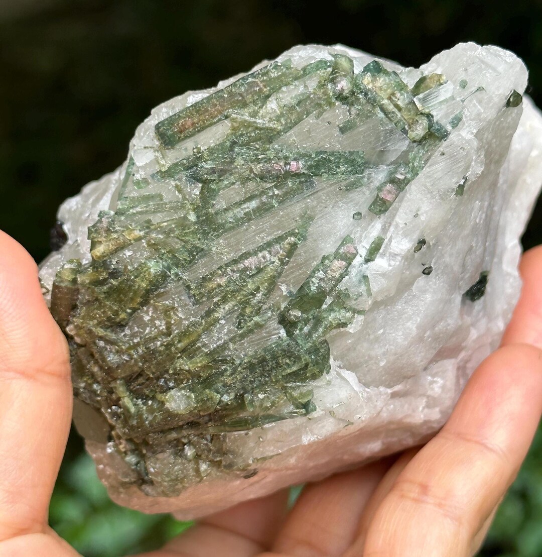 Rare Raw Green+watermelon Tourmaline Grow With Smoky Quartz Crystal ...