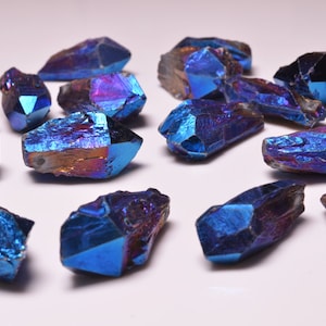 Blue Titanium Plated Quartz Points/natural Solar Quartz/narutal Crystal ...