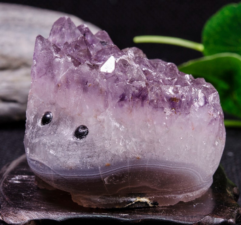 Best Amethyst Cluster-Hand Carved Cute Hedgehog Gift/Purple | Etsy