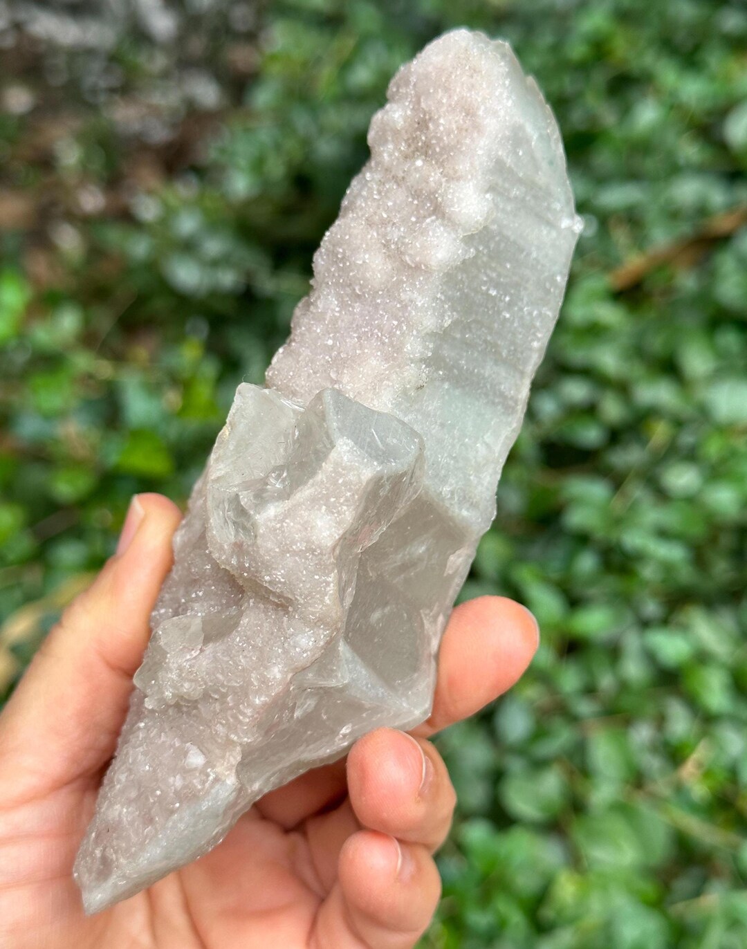 Pink & Green Double Terminated Mongolian Druzy Crystal/dt Quartz Druse Crystal/single Crystal ...