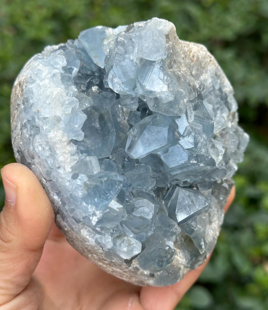 Large Blue Celestite Crystal Geode Heart-shaped/pure Raw Celestite/blue ...