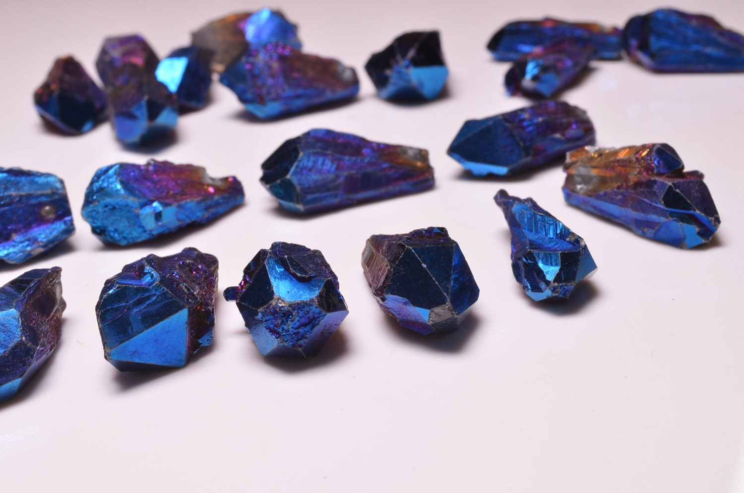 Blue Titanium Plated Quartz Points/natural Solar - Etsy