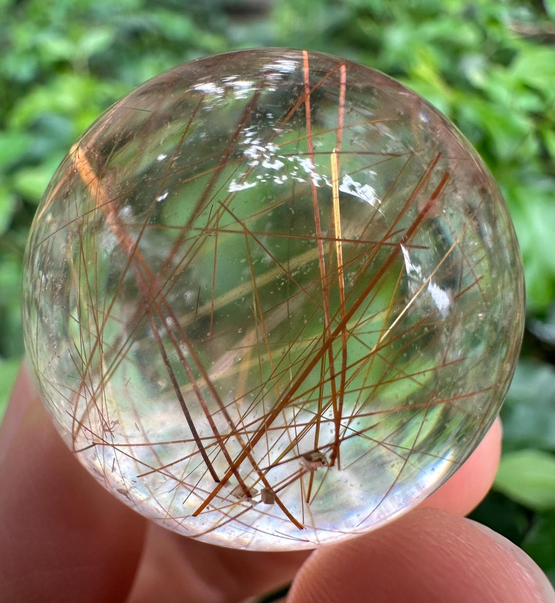 Clear Golden Rutile Quartz Crystal Sphere/clear Golden Needle Include ...