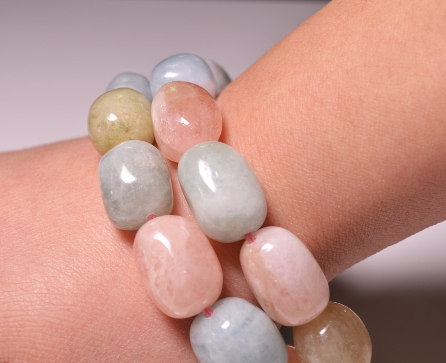 Large Size Beryl Aquamarine Morganite Polished Beads/diy - Etsy