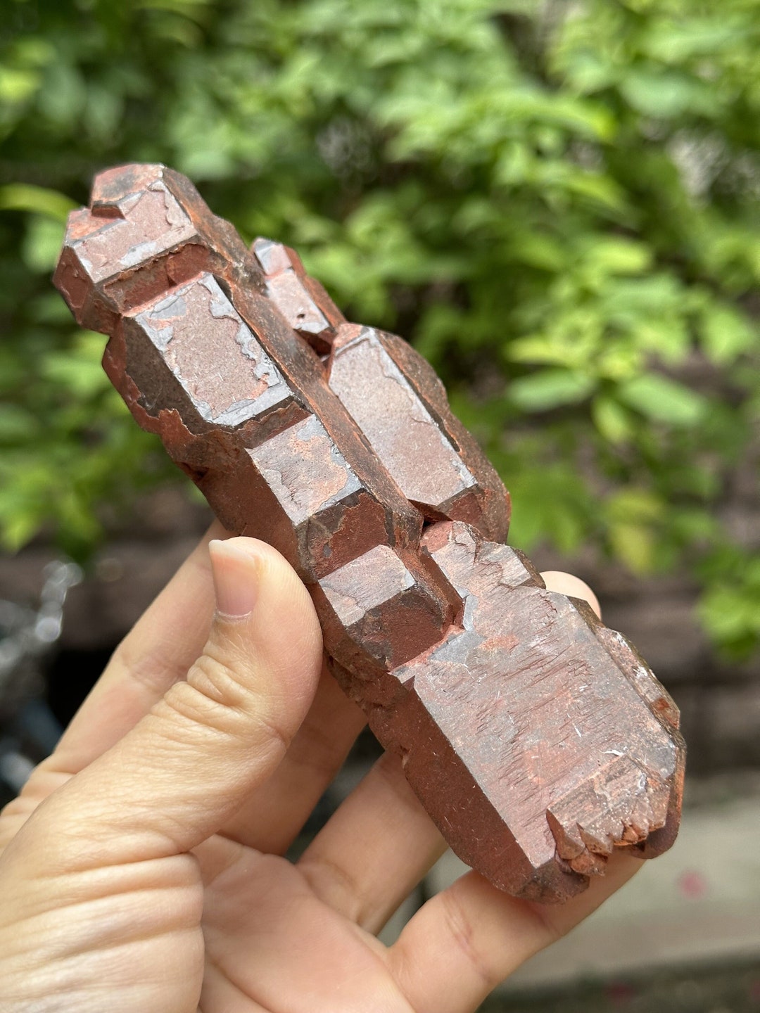 Rare DT Elestial Super 7 Amethyst-red Surface/double Terminated Tabular ...