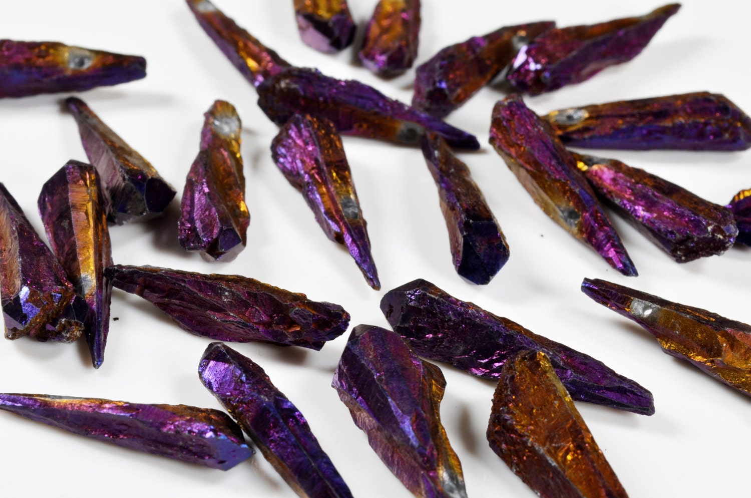 Plated CRYSTAL Points/natural Solar Quartz /CRYSTAL Points /aqua Aura ...