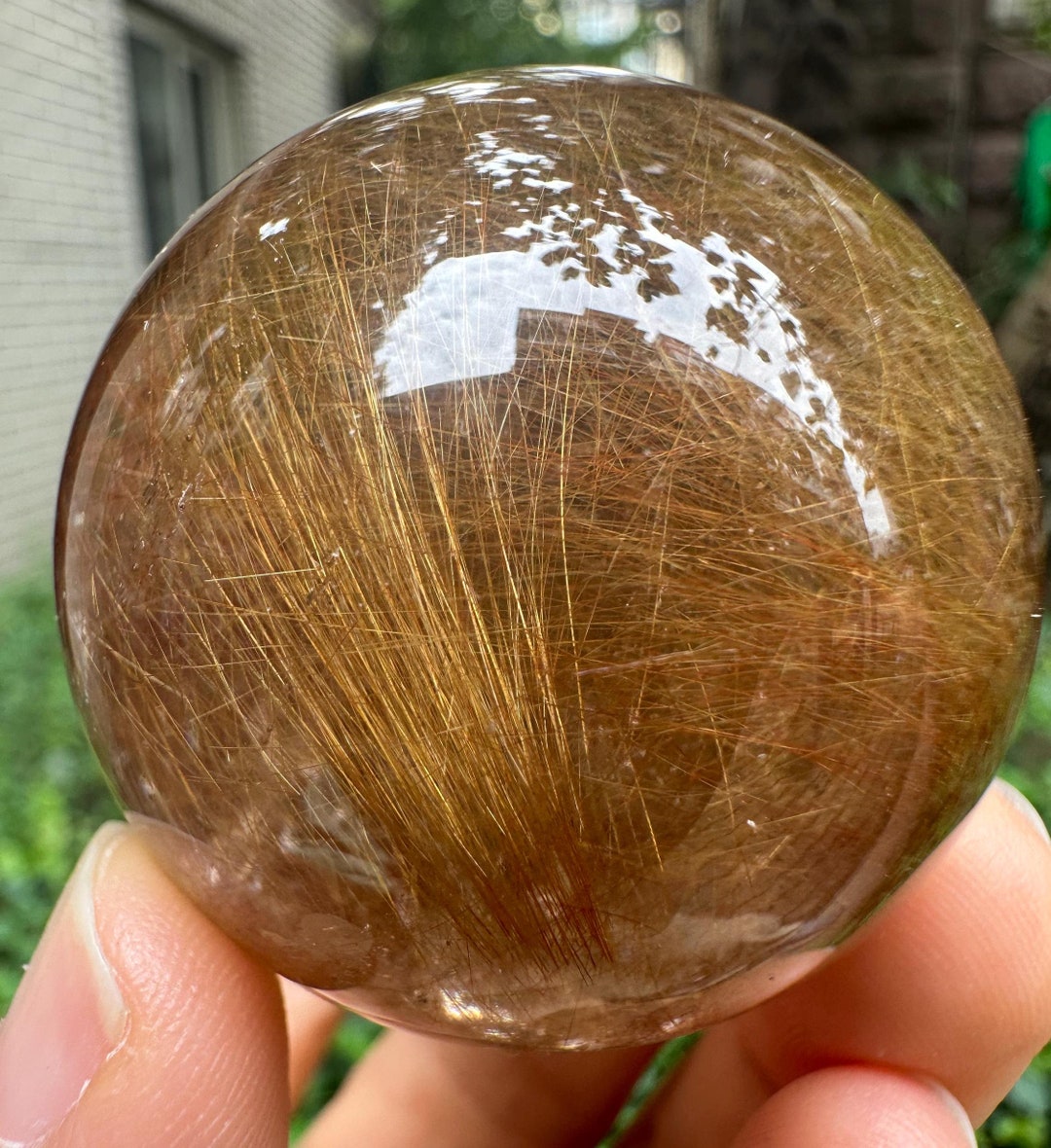 Clear Golden Rutile Quartz Crystal Sphere/clear Golden Needle Include ...