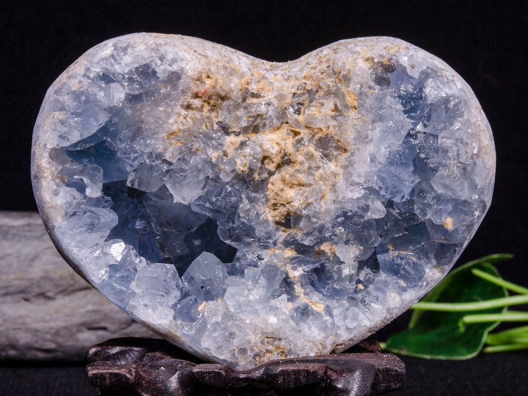 Blue Celestite Heart/celestite Geode/raw Celestite Heart Shape ...