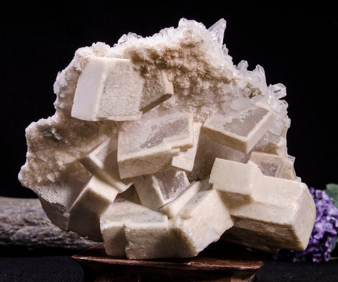 Large Natural Clear Zoned Dolomite Grow With Crystal Quartz Cluster ...