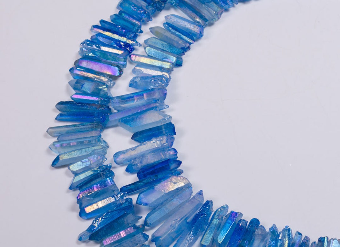 Rainbow Sheen Medium Blue Raw Quartz Crystal Points-ab Color - Etsy
