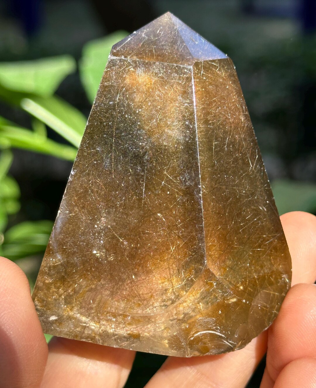 Special Offer!green+golden Rutilated Quartz Crystal Point-polished ...