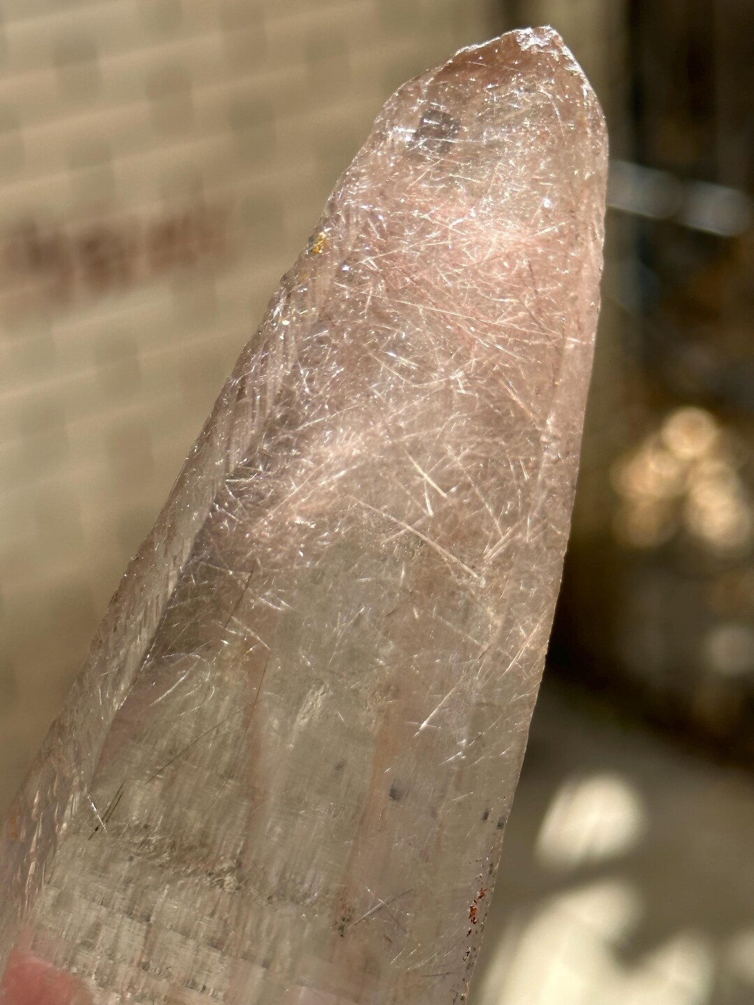 Silver+ Green Rutile Quartz Laser Crystal Point/quartz Inclusion/energy ...