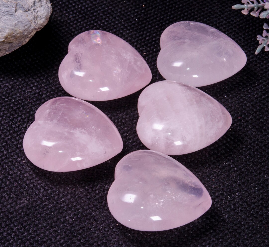 Clear Hand Carved Pink Stone Heart Shaped/pink Rose Quartz - Etsy