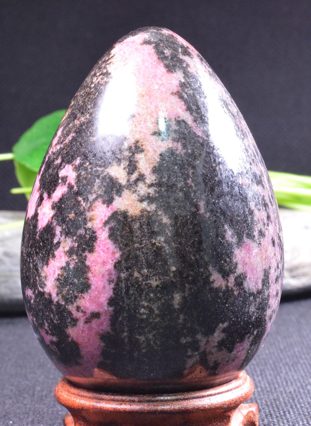 Large Pink and Black Rhodonite Egg Shaped Crystal/egg Shaped Pink ...