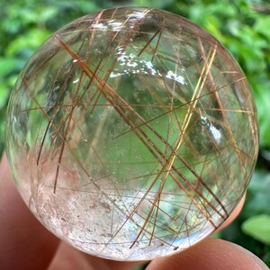 Clear Golden Rutile Quartz Crystal Sphere/clear Golden Needle Include ...