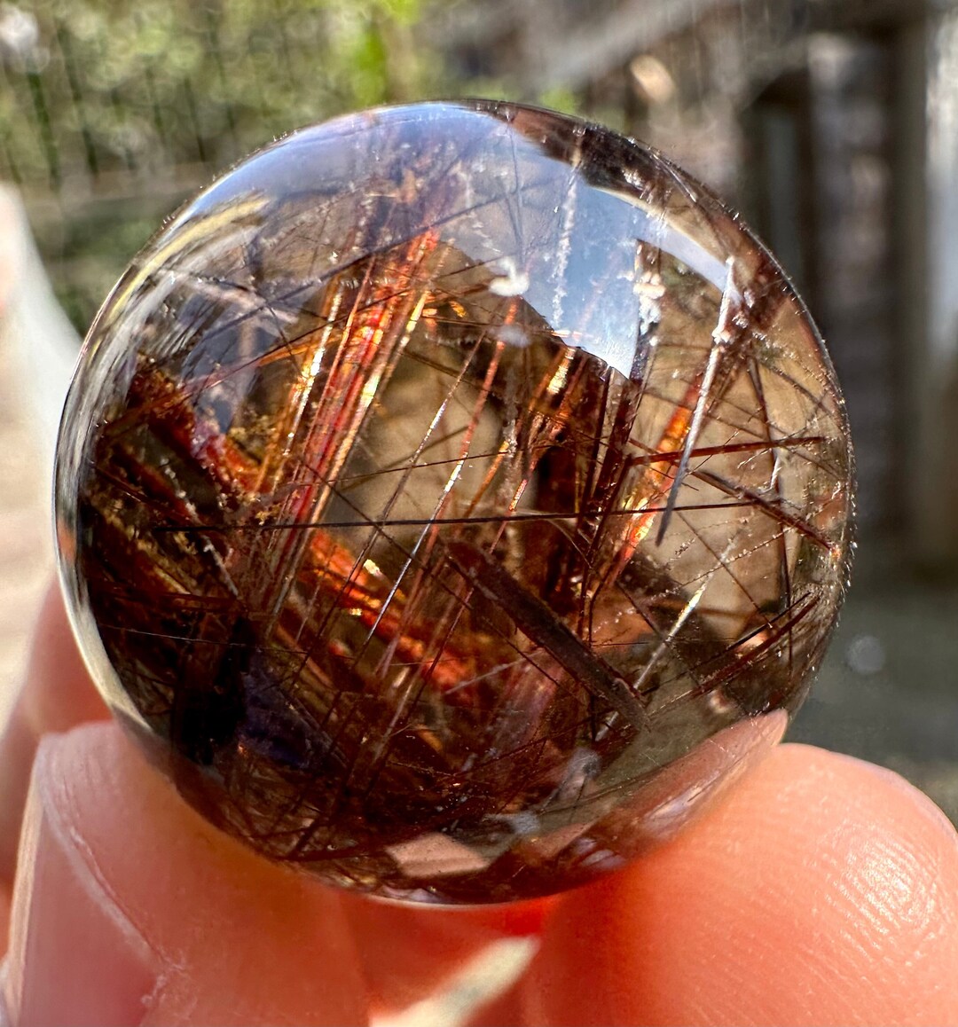 Perfect Clear Red Rutilated Quartz Crystal Bead Sphere/golden Threads ...